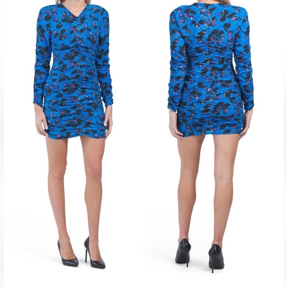 Zara | Dresses | Zara Draped Blue Floral Ruched Mini Dress Nwt | Poshmark
